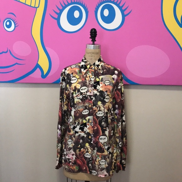 Moschino | Tops | Moschino Jeans Comic Long Sleeve Shirt | Poshmark
